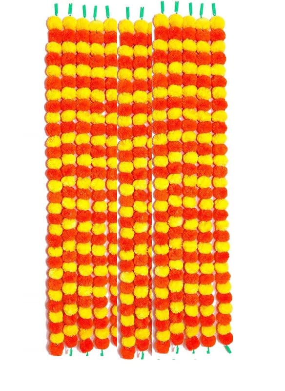 Buy Caneuf Genda Phool Artificial Marigold Fluffy Flower Garlands ...