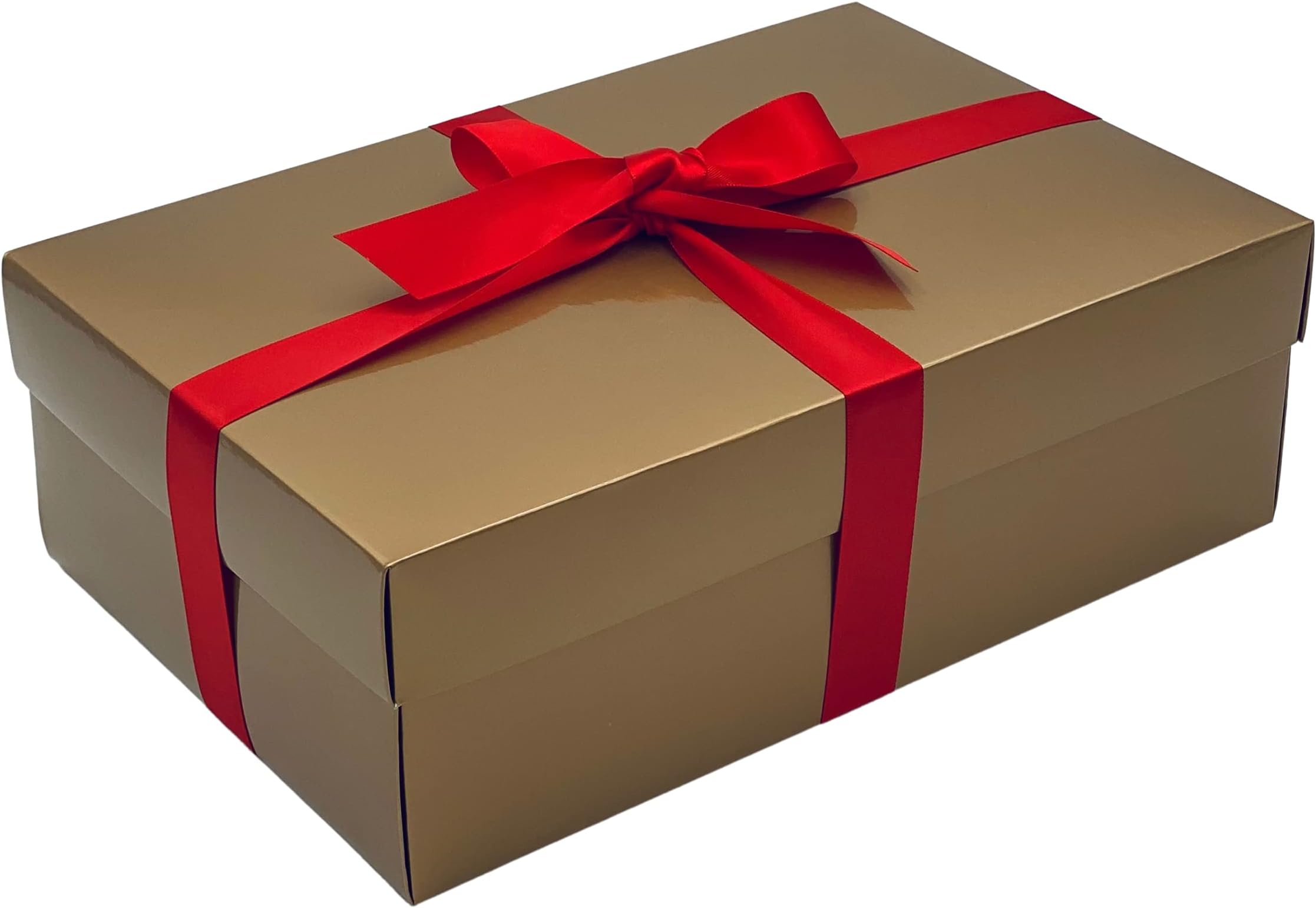 Gold Gift Box with Lid | Pick Your Ribbon Colour | Large Memory or ...