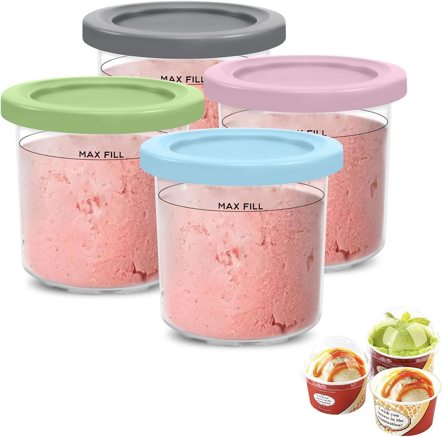 Amazon.com: Ninja Creami Containers,4PCS Creami Pint Containers,Ice ...