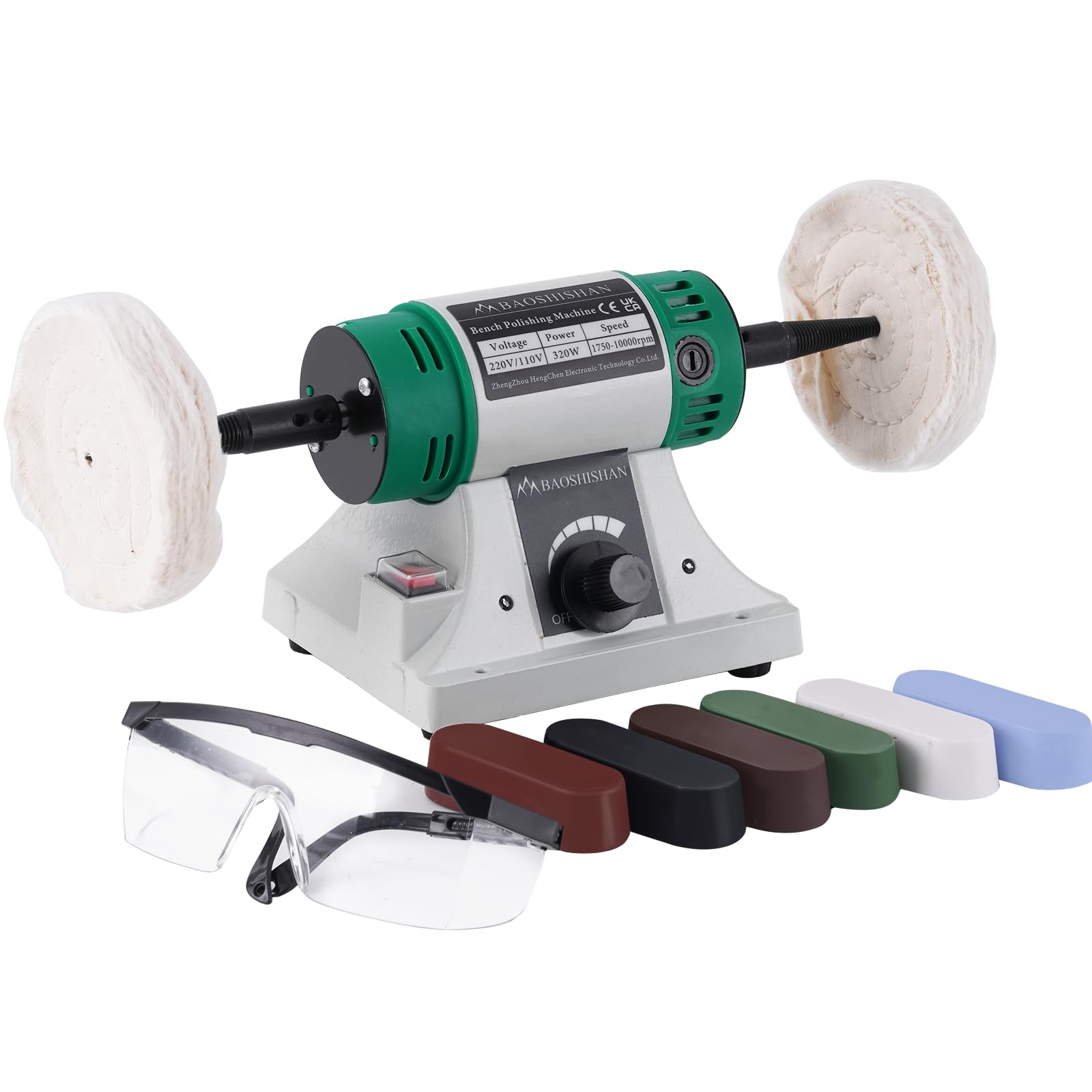 Buy BAOSHISHAN Mini Bench Polisher Polishing Machine Lathe Sander ...
