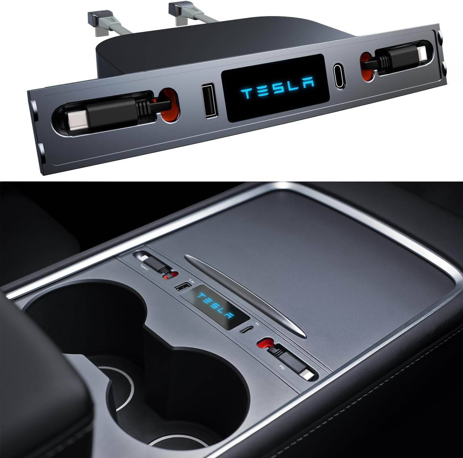ZKJAYOE for Tesla USB Hub, Retractable Hub Docking Station, Quick ...