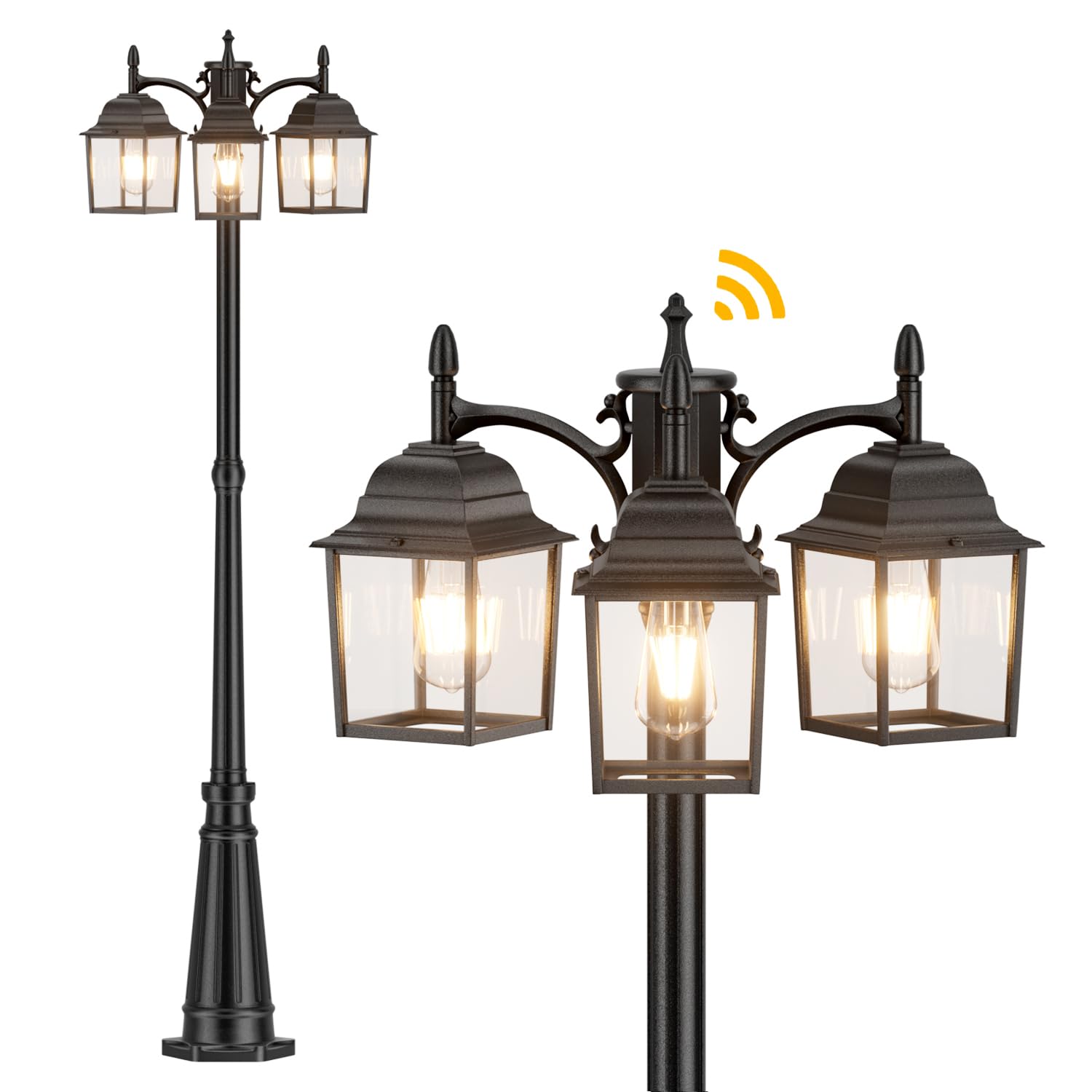 Aoceley Dusk to Dawn 3-Head Outdoor Post Light, Lamp Post Outdoor ...