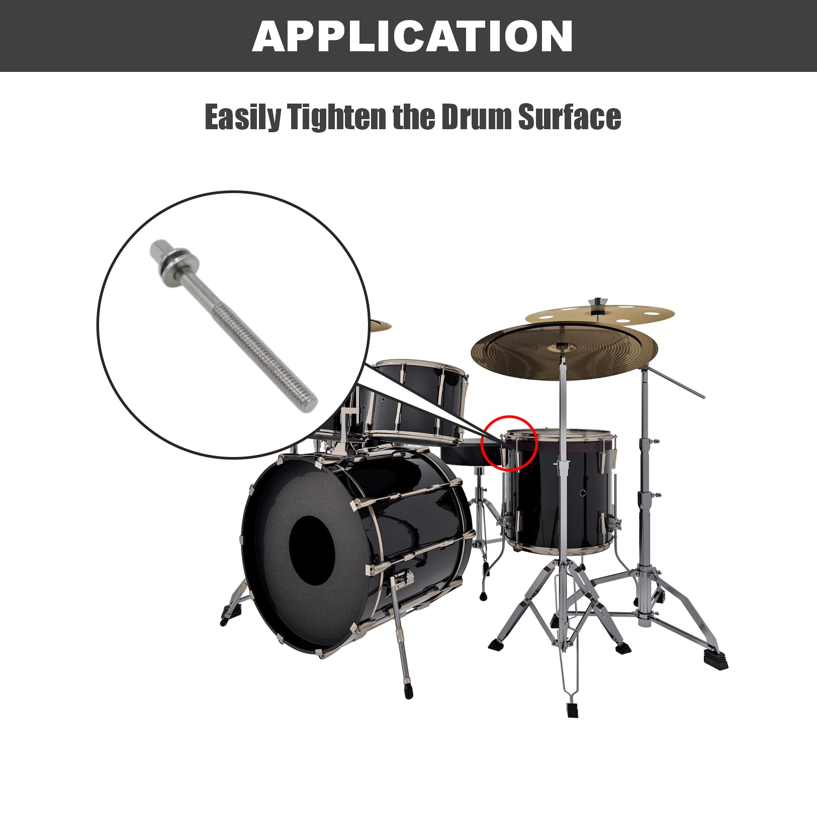 Snapklik.com : 12-Pack Drum Tension Rods, M6X50 Mm Stainless Steel Drum ...