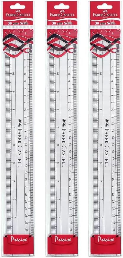 Faber-Castell Plastic Slim Ruler, 12-Inch Length, Clear 3 piece: Buy ...