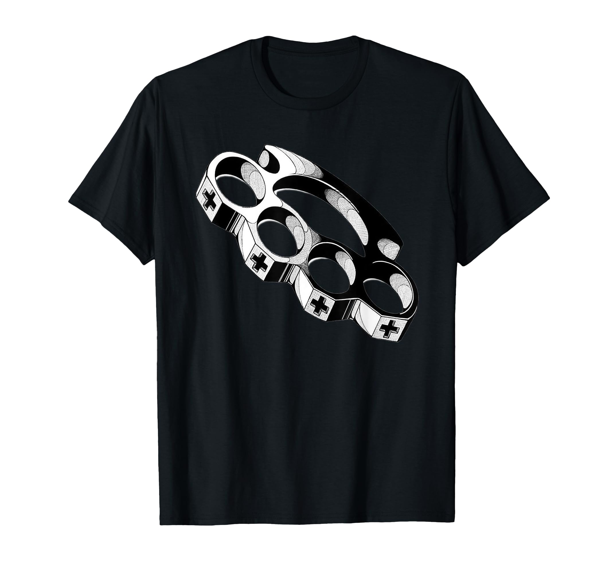 Amazon.com: Brass Knuckles Blackwork Tattoo Flash T-Shirt : Clothing ...