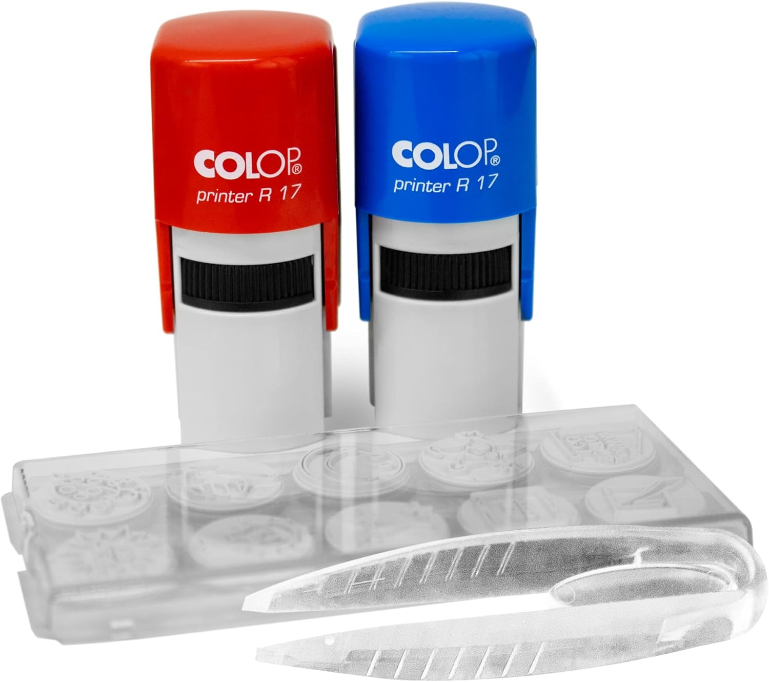 Colop Teacher Themed Stamp Kit - Red and Blue Self-Inking Stamps with ...