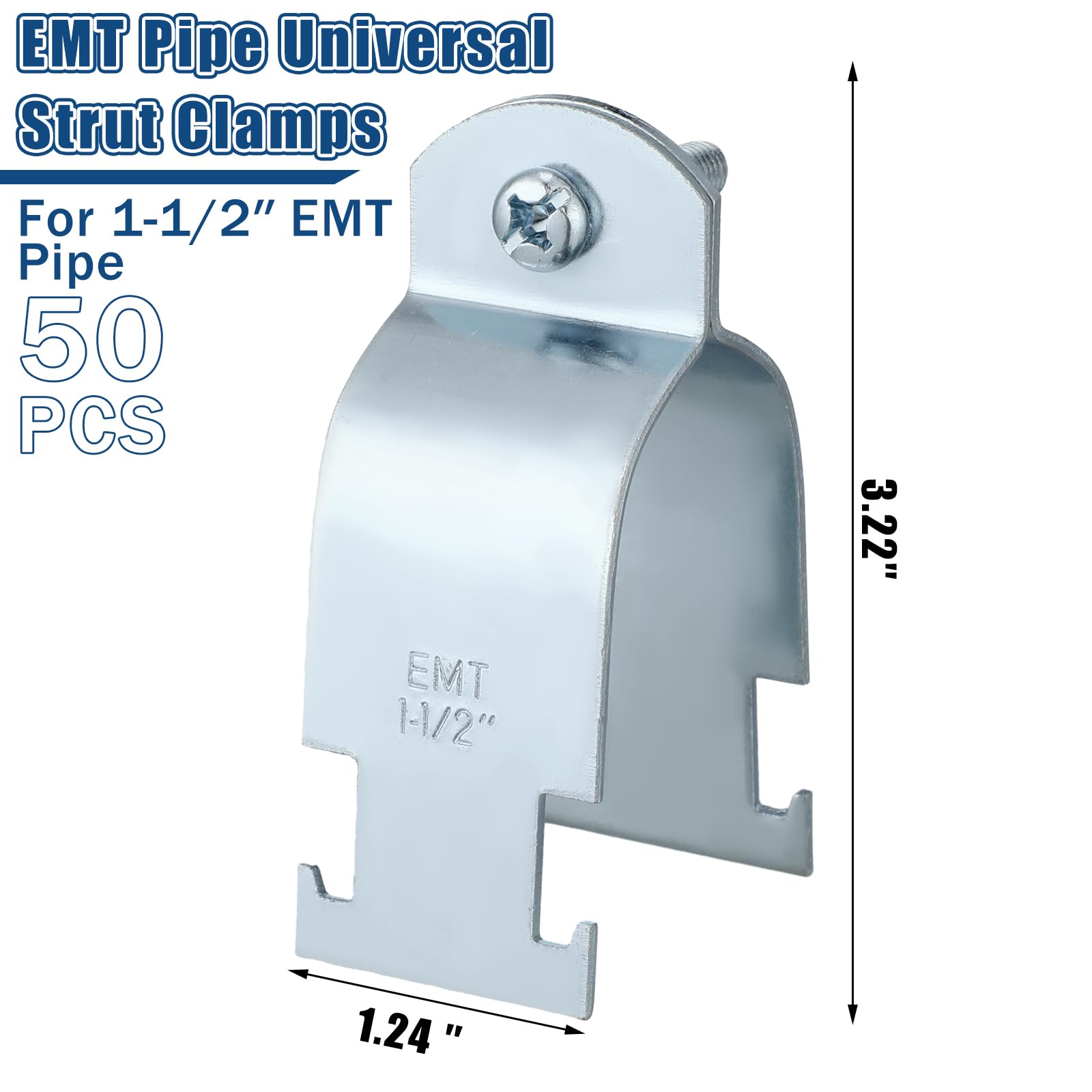 Snapklik.com : Landhoow 50 Pcs EMT Pipe Universal Strut Clamps Strut ...