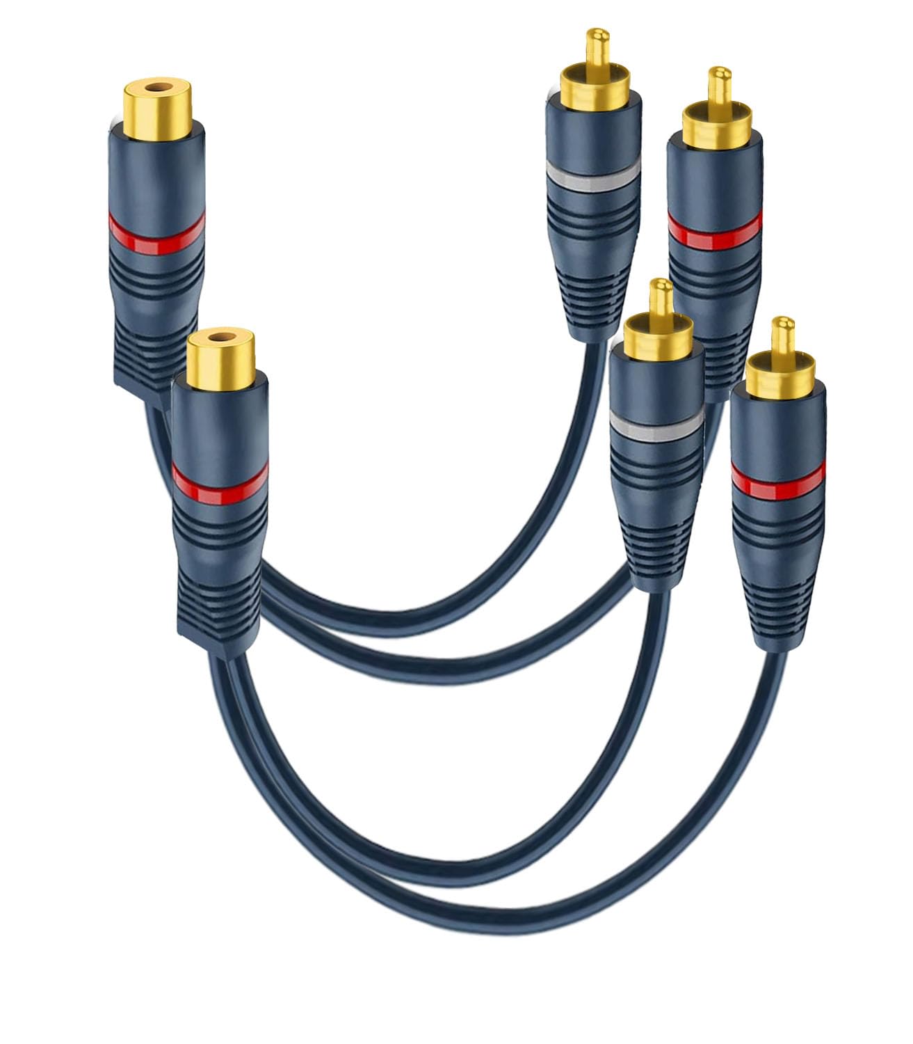 Amazon.com: CEFOJQAO RCA Splitter 1 Female to 2 Male 2-Pack 0.65ft, RCA Y Adapter Dual Male to ...