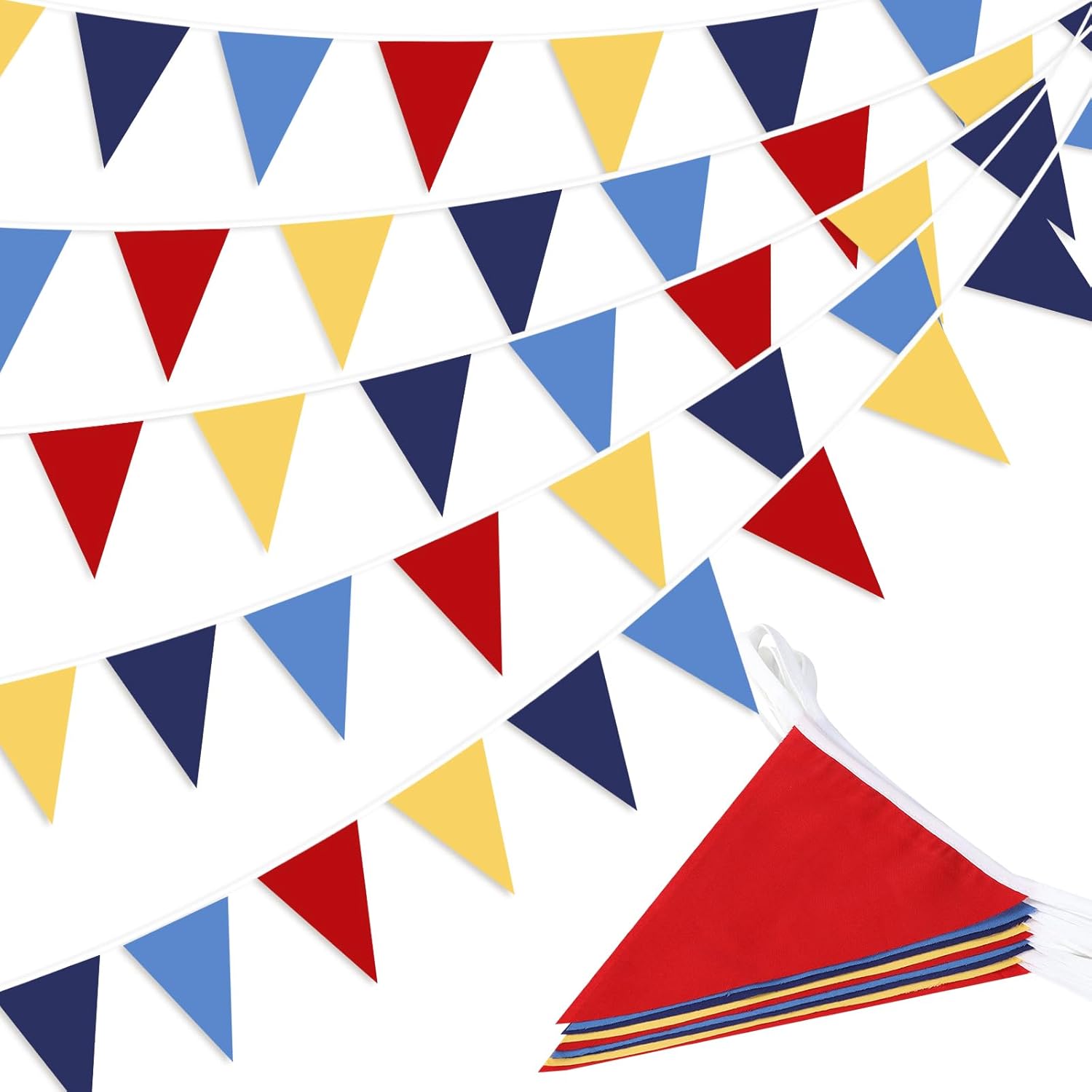 Amazon.com: Red Blue Yellow Pennant Banner Garland Bunting Decorations ...