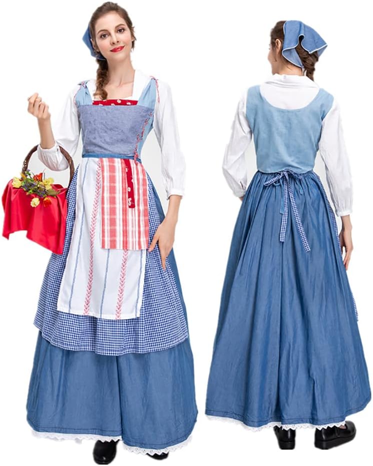 Amazon.co.jp: [SCLYX] 美女と野獣 ベル町娘 コスチューム レディース ベルドレス ロング 水色 スッキリ感 美女と野獣実写映画コスプレ ベルコスプレ ワンピース ...