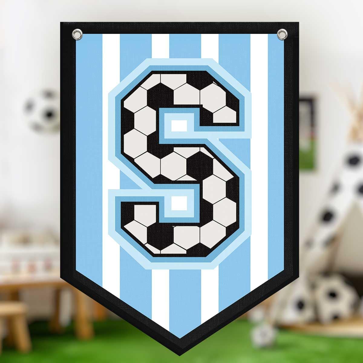 Soccer Hanging Canvas Banner Wall Decor, Monogram Blue Stripe Hanging ...