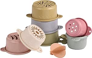 Amazon.com: Yolesty Sensory Stacking Cups Toys Montessori Building ...