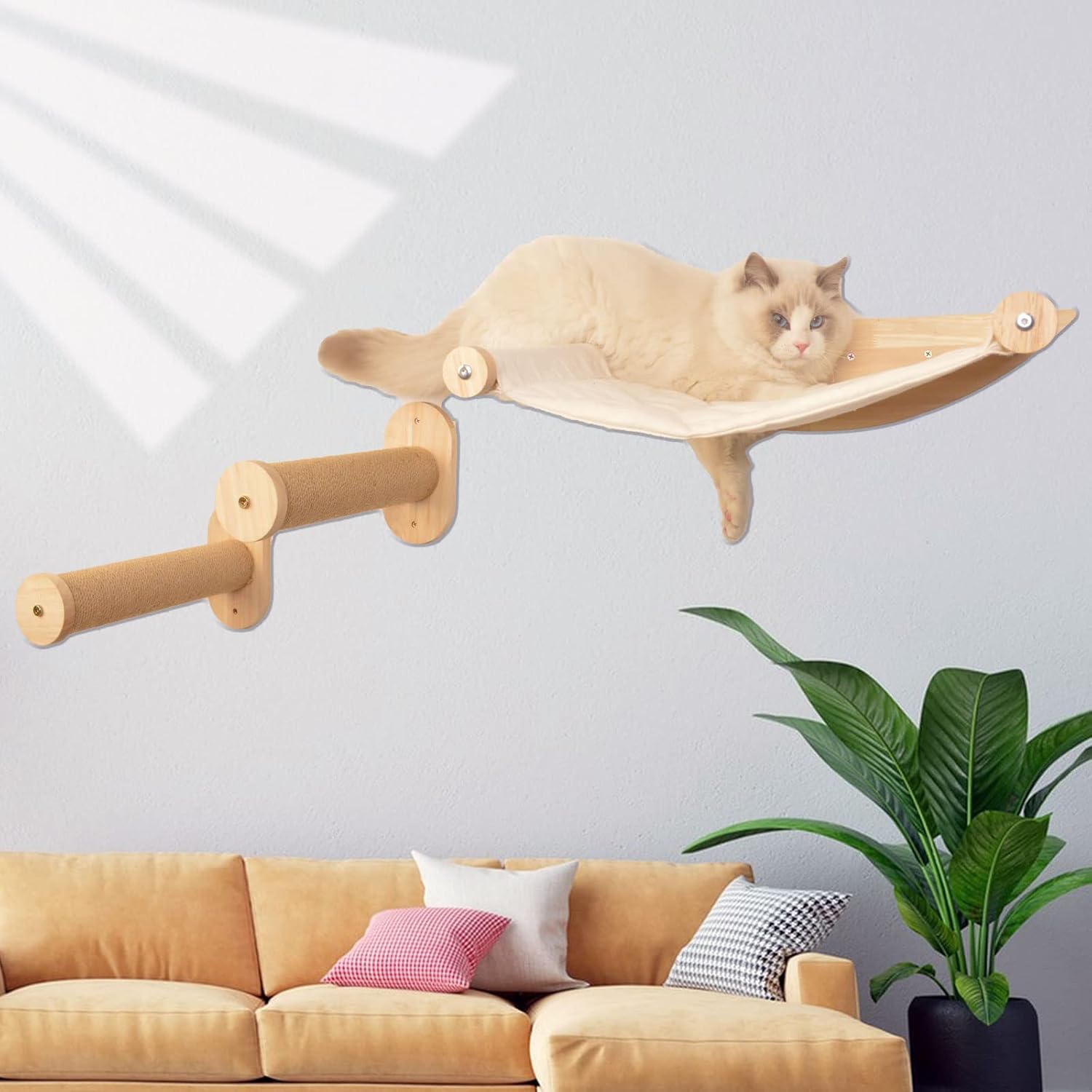 Amazon.com: Cat Wall Shelves, Cat Hammock Wall Mounted Shelf with 2 ...