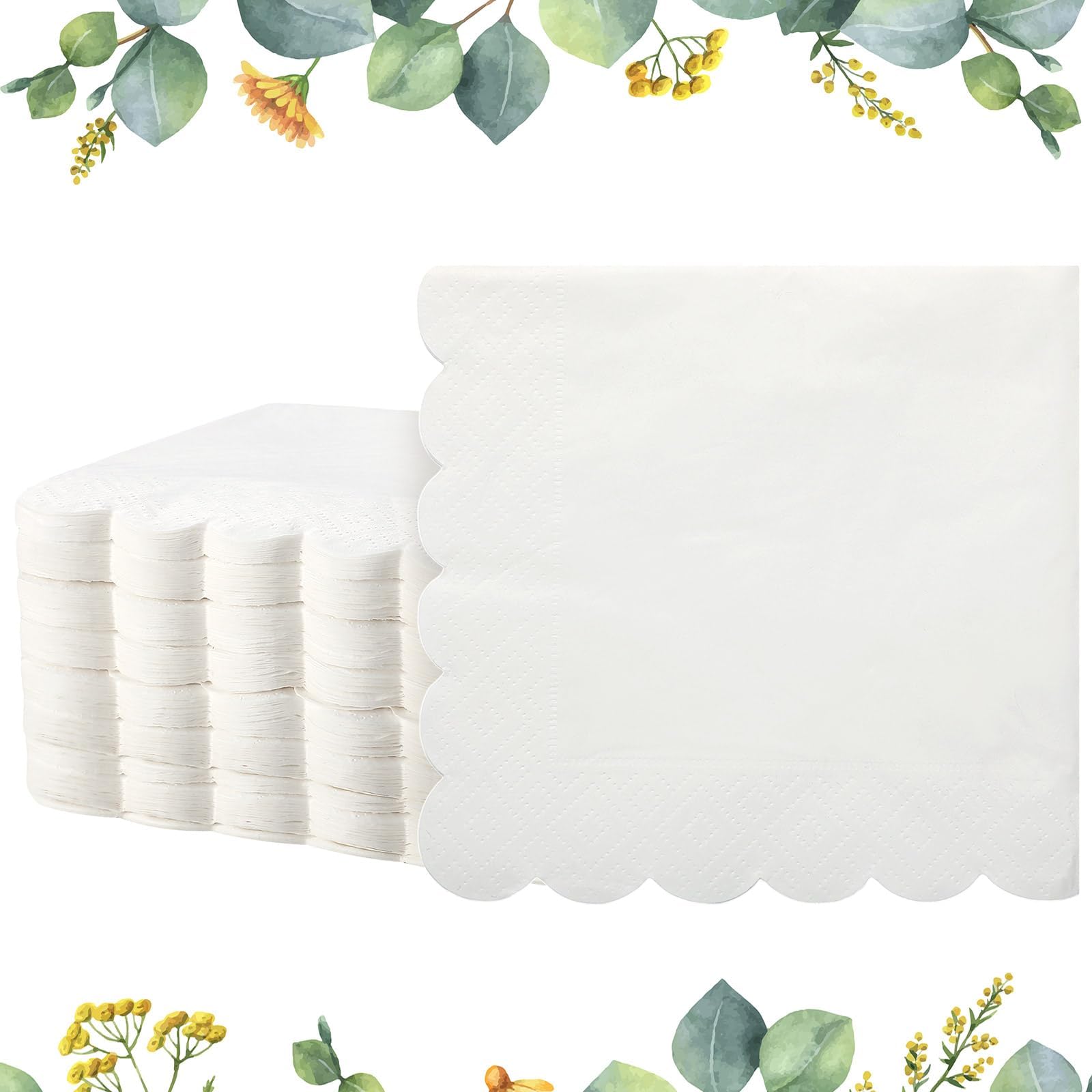 Amazon.com: 100 Pcs Scalloped Cocktail Napkins Thick Paper Napkins ...