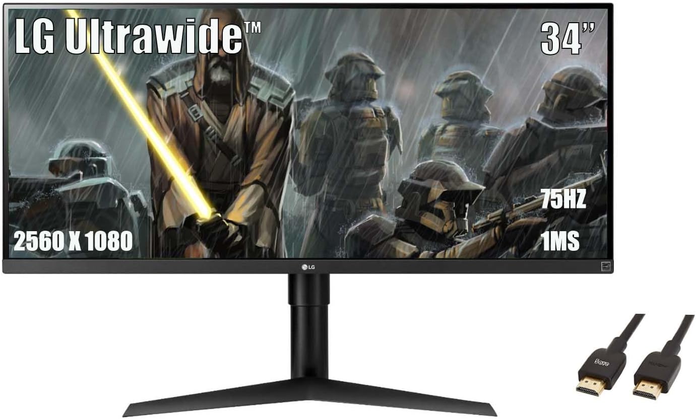 Amazon.com: LG 34 inch UltraWide FHD IPS Monitor, 75Hz, 1ms, 21:9 ...