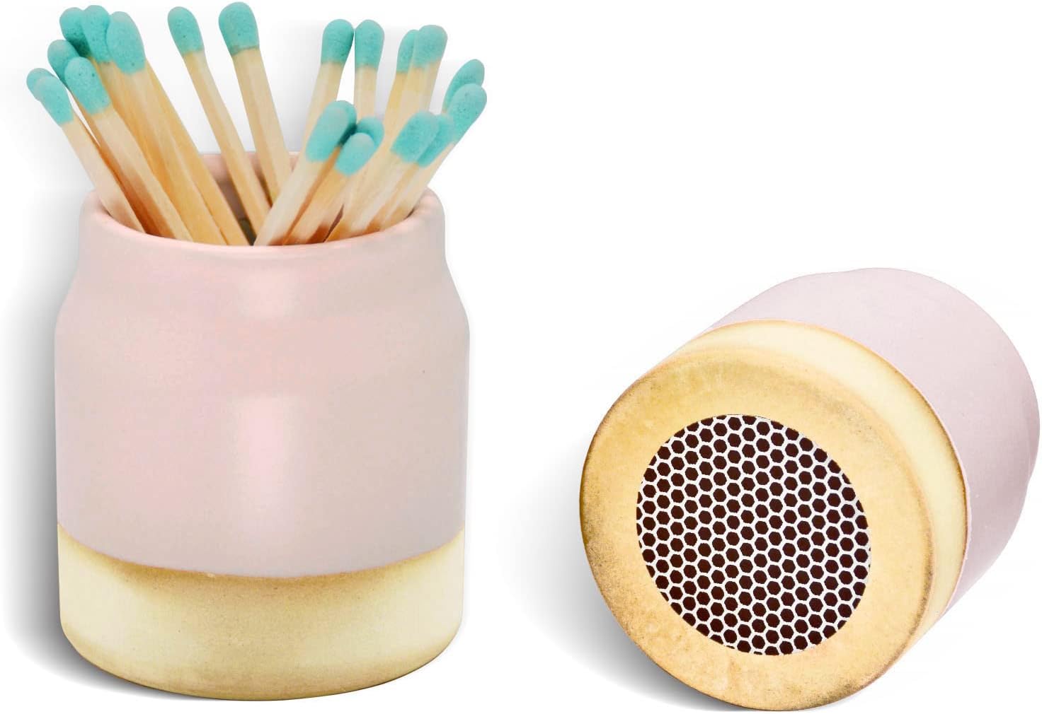 Amazon.com: BARBIZON WAGON Ceramic Match Holder with Striker, Pink ...