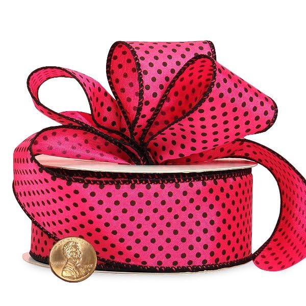 Amazon.com: Pink and Black Mini Polka Dot Satin Ribbon 1 1/2" X 10 Yards