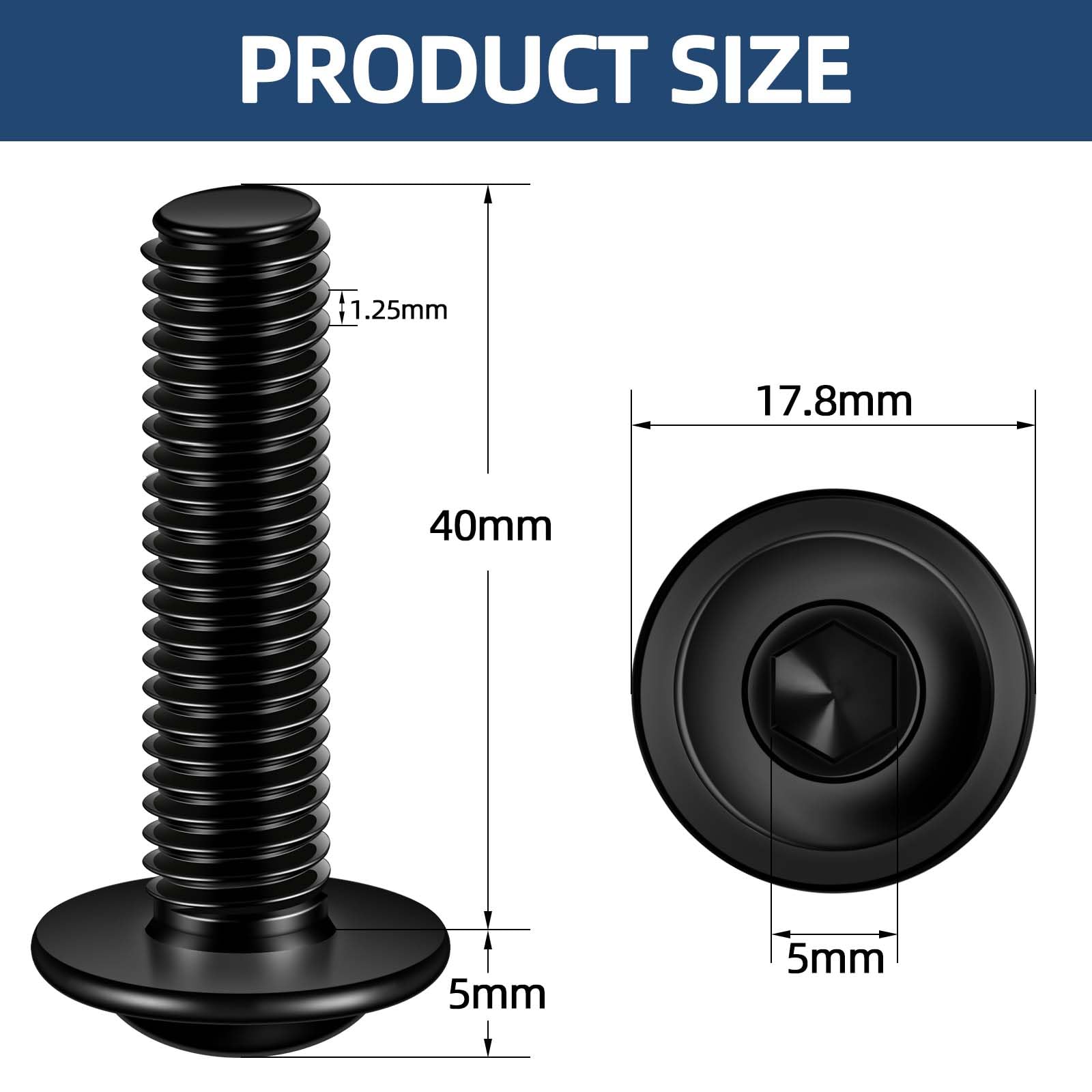 Snapklik.com : MewuDecor M8 X 40mm Flanged Button Head Socket Cap Screws