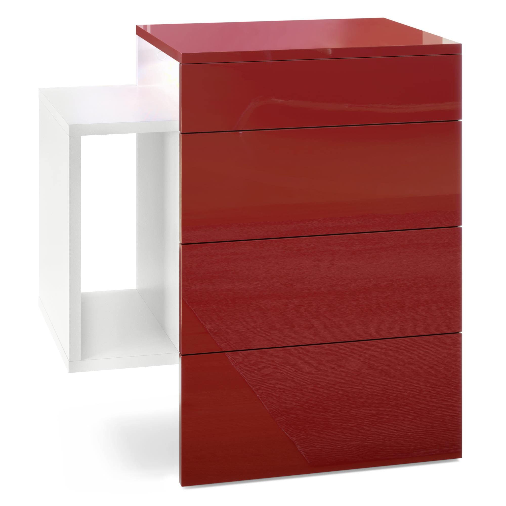 Vladon Queens Bedside Table, Wall-Mounted Nightstand with 2 Drawers and ...