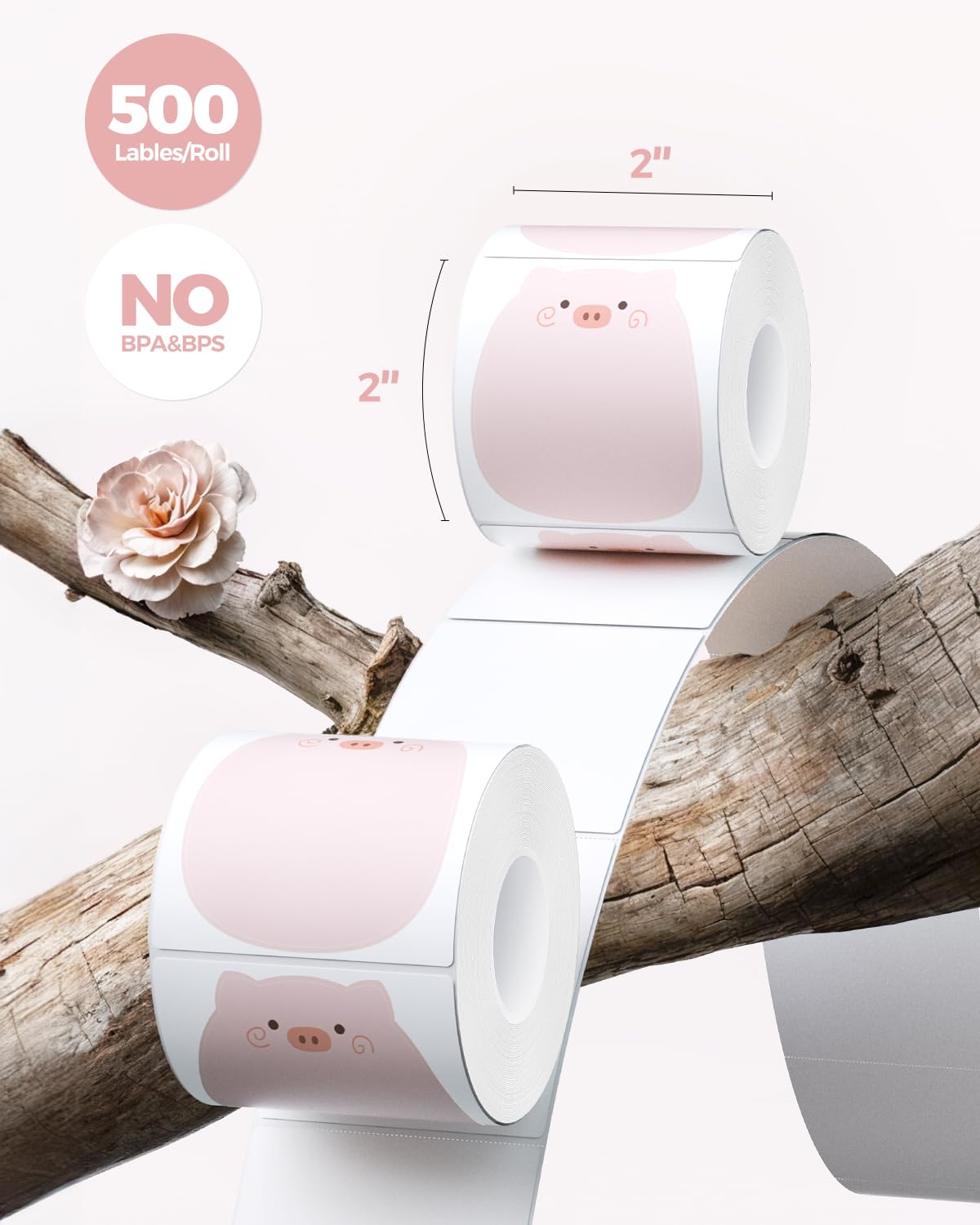 Snapklik.com : MUNBYN Pig Thermal Label Stickers, Cute Cartoon Pink ...