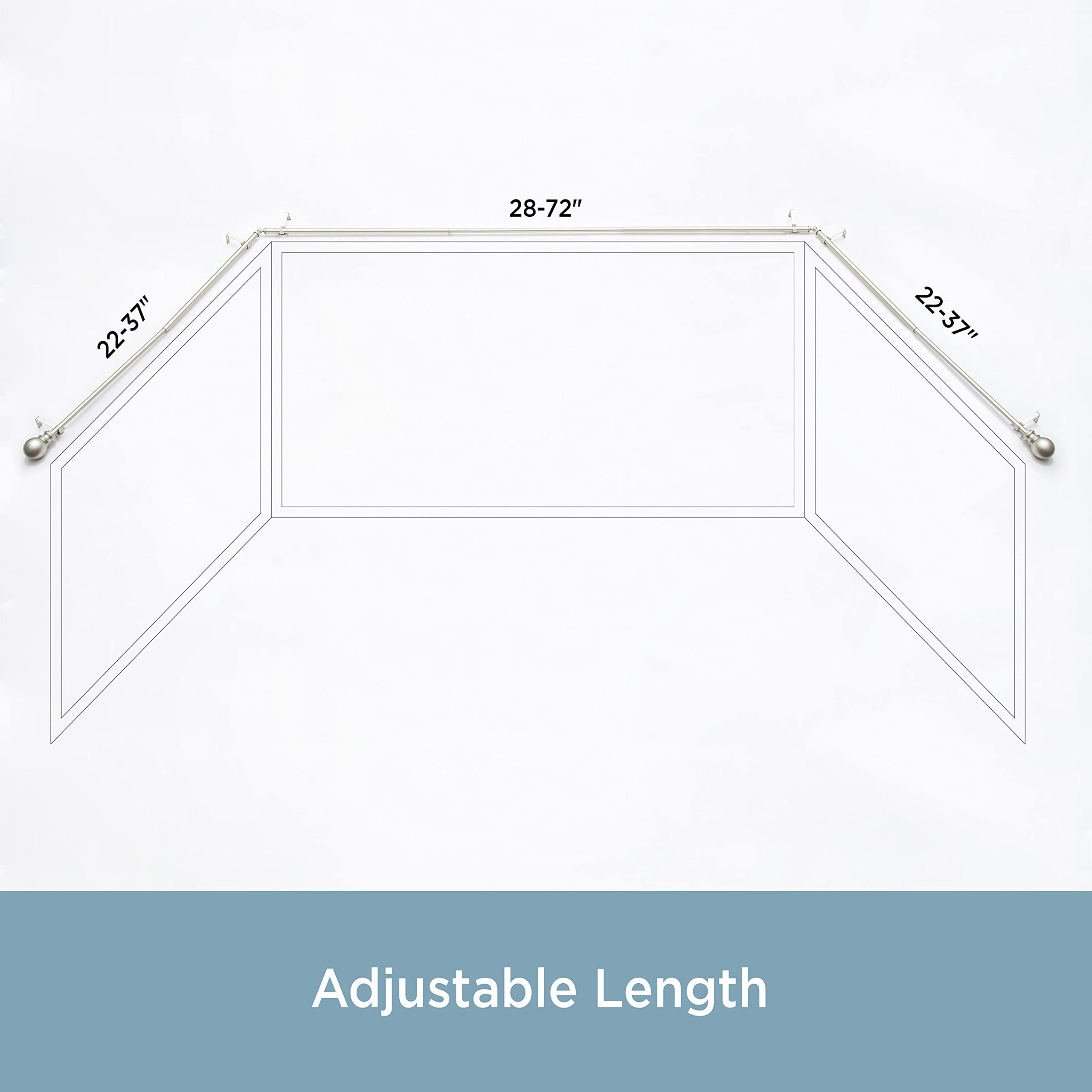 Kenney Bryce 3/4" Decorative Bay Window Curtain Rod, 78-144", Brushed ...