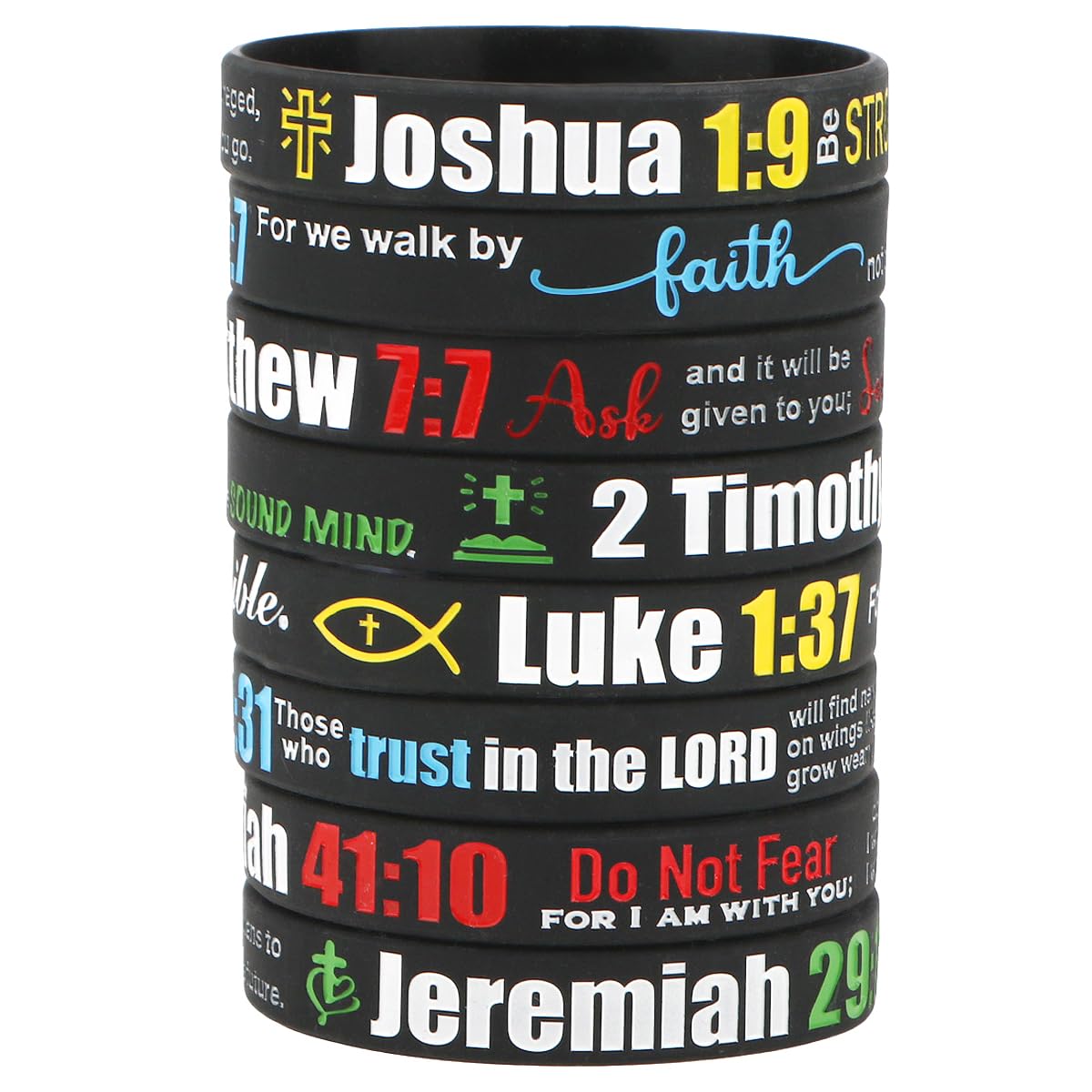 Snapklik.com : Kilofly 8-Pack Christian Bible Verse Silicone Wristbands ...
