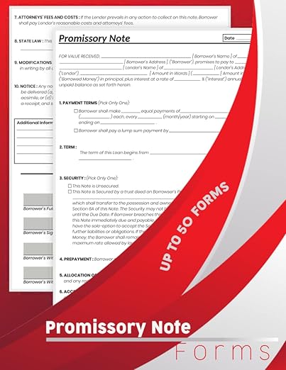 Promissory Notes Form Book: note payable Agreement Form, For Lender and ...