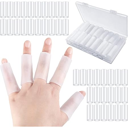 Amazon.com: 10 Pieces Gel Finger Protectors, Silicone Finger Caps ...