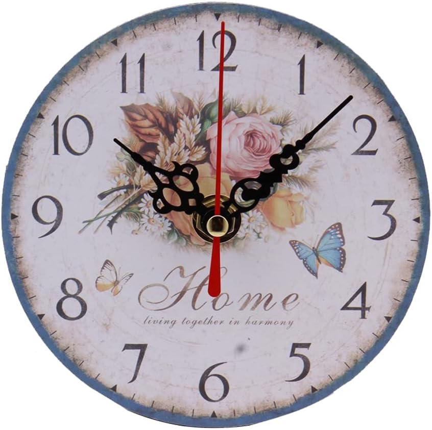 Amazon.com: Non-Ticking Wooden Wall Clocks Battery Operated Country ...