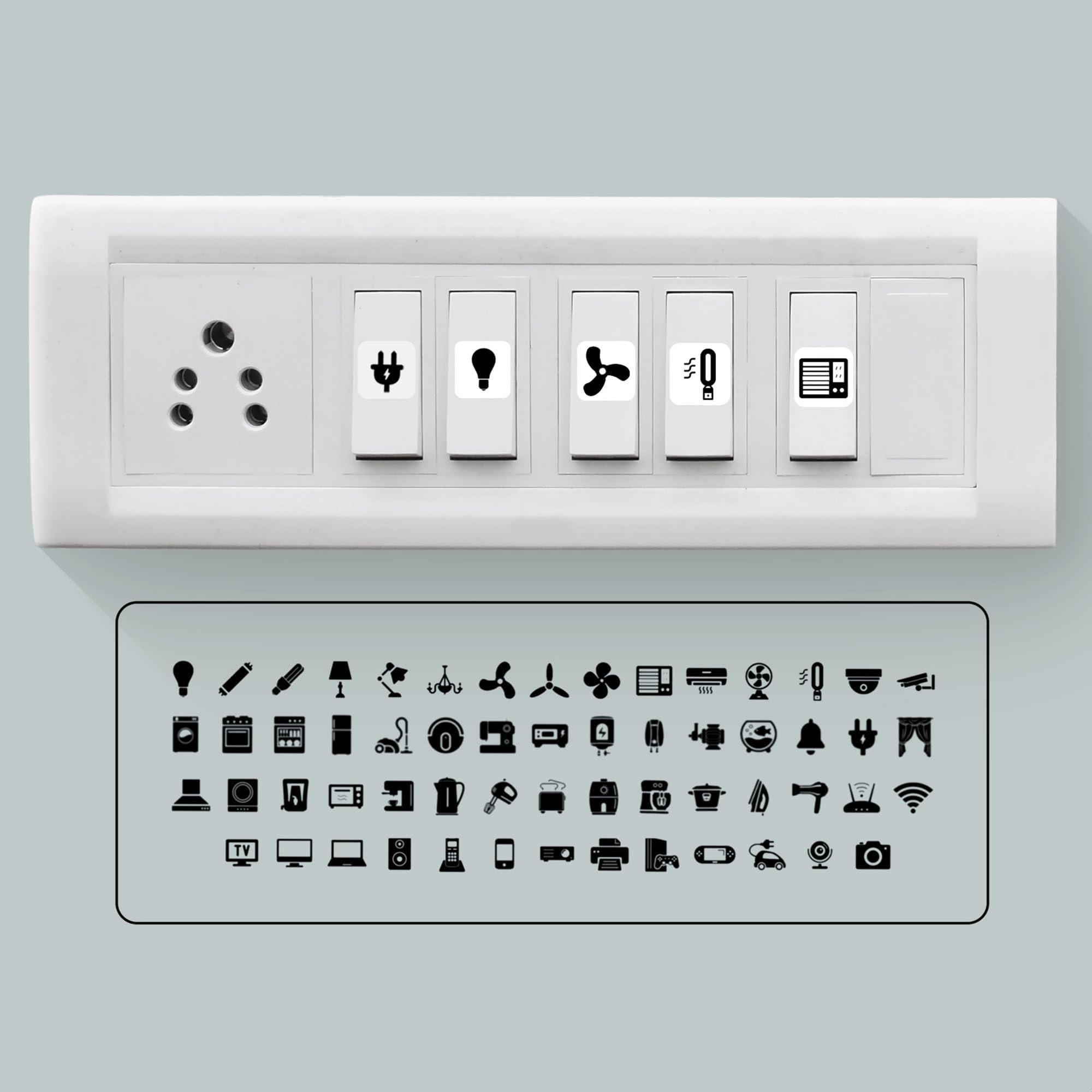 Buy 11 Strokes Black & White Switch Board Stickers - 3 Self-Adhesive ...