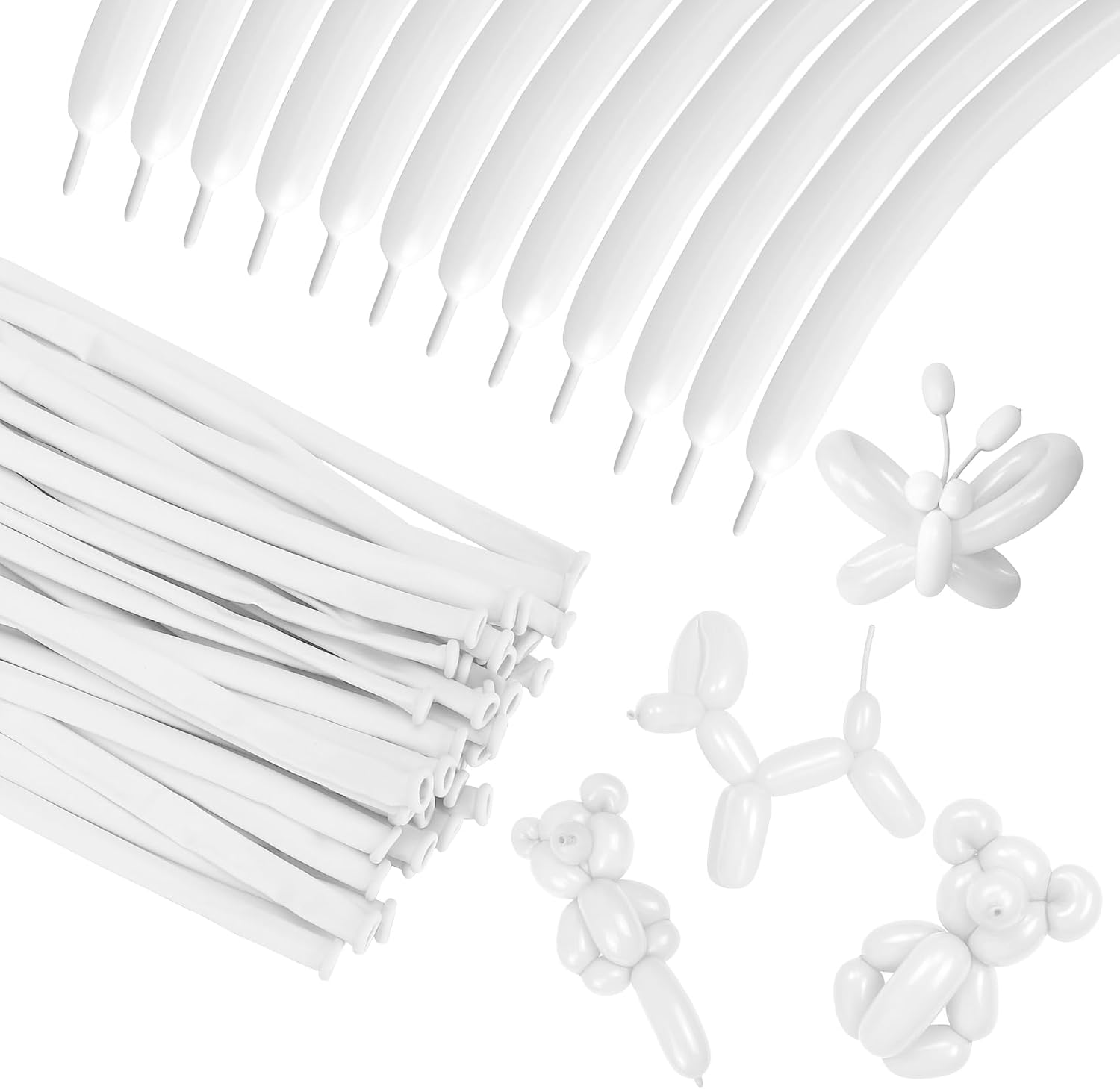 Amazon.com: 260 White Long Balloons for Tying Animal Balloon Arch Pearl ...