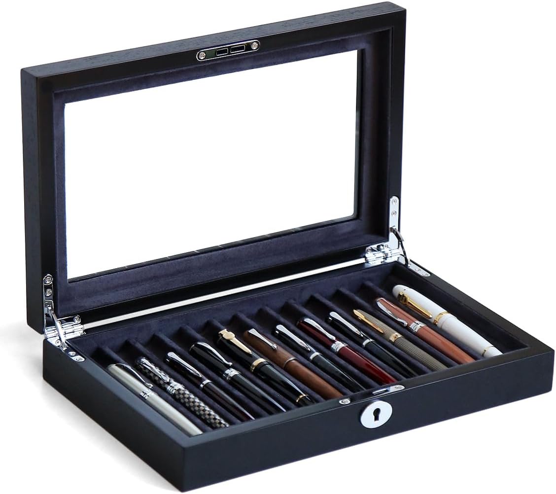Amazon.com: Bonaking Wood Pen Display Case with 12 Pens, Fountain Pen ...