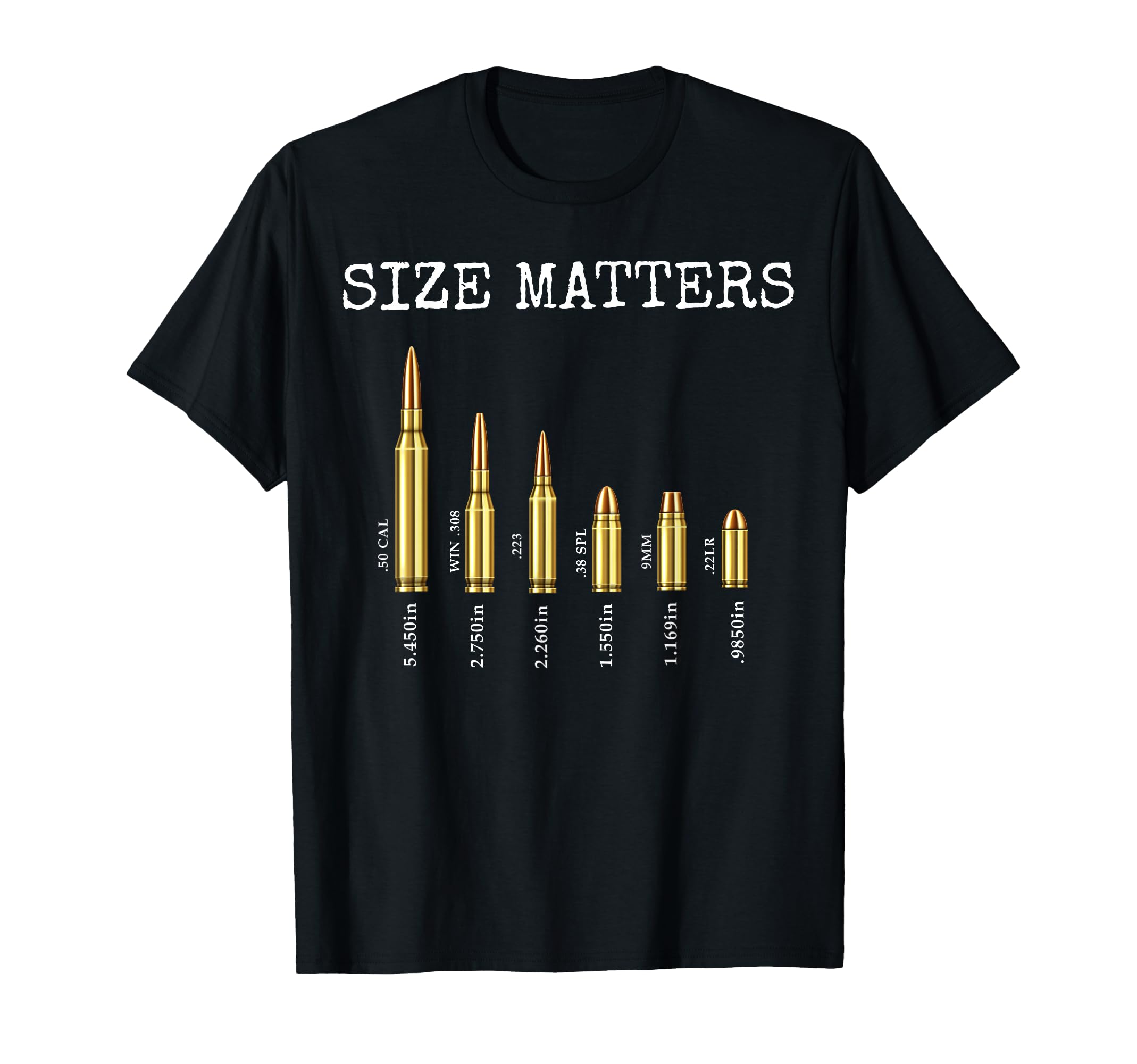 Amazon.com: Ammo & Gun Lover Shirt, Size Matters, Bullets & Caliber T ...
