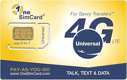 Amazon.com: OneSimCard Universal 3-in-one SIM Card for use in Over 200 ...