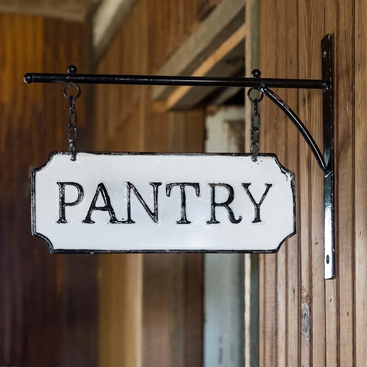Amazon.com: Metal Pantry Sign with Hanging Display Bar White Mid ...