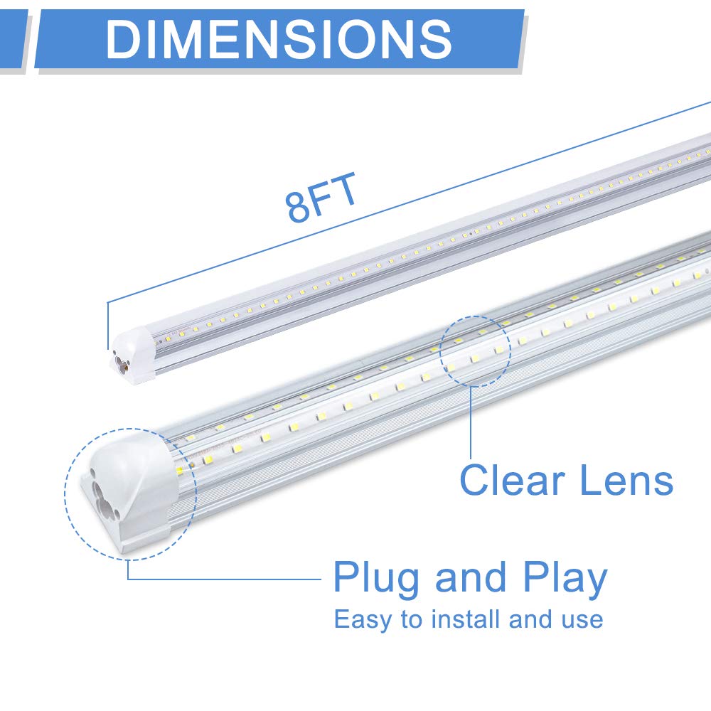 ONLYLUX 8ft LED Shop Light Fixture, 8 Foot Led Lights,72w 9500LM 6500K ...