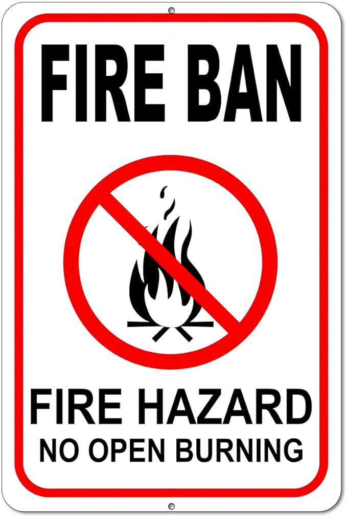 Amazon.com : No Campfires Sign - 8x12 Aluminum Fire Ban No Open Burning ...