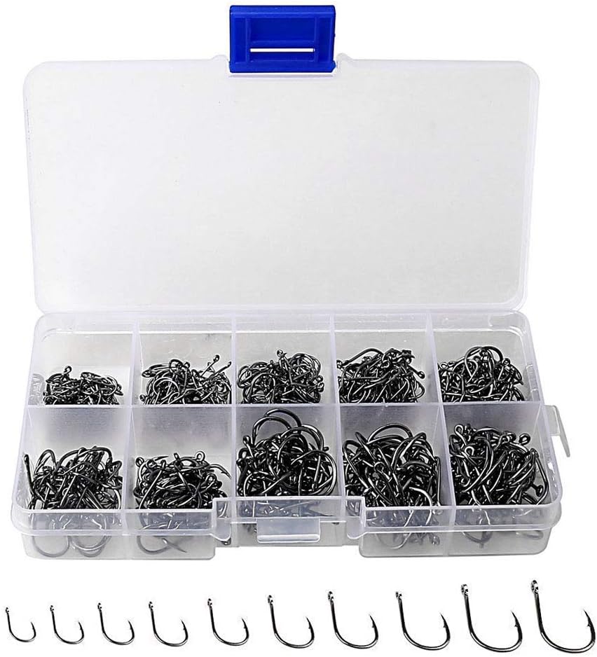 Drasry Fishing Hooks Set High Carbon Steel Jig Bait Sharp Fish Hook for ...