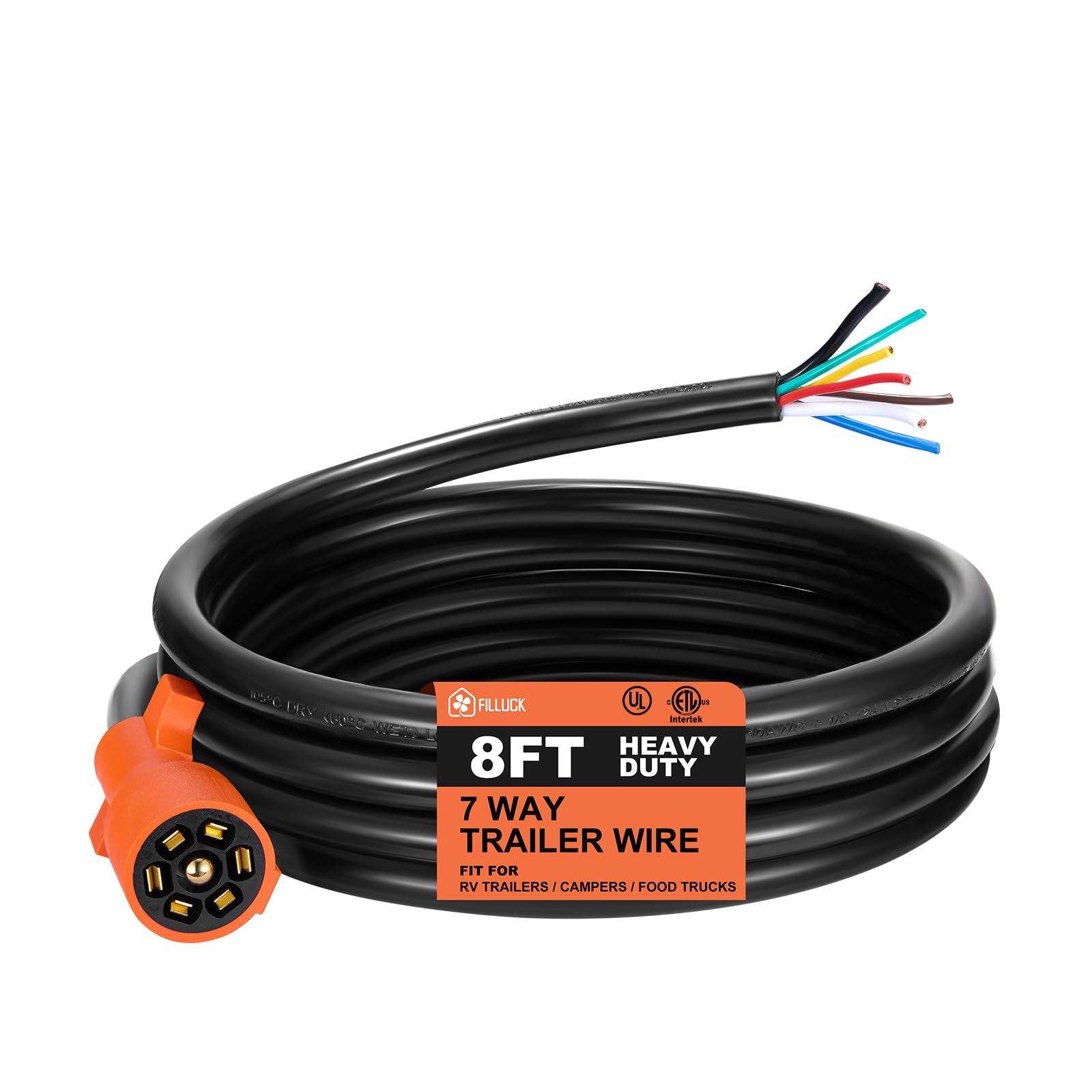 Amazon.com: Filluck 7-Pin Trailer Plug Cord with Double Prongs Trailer ...