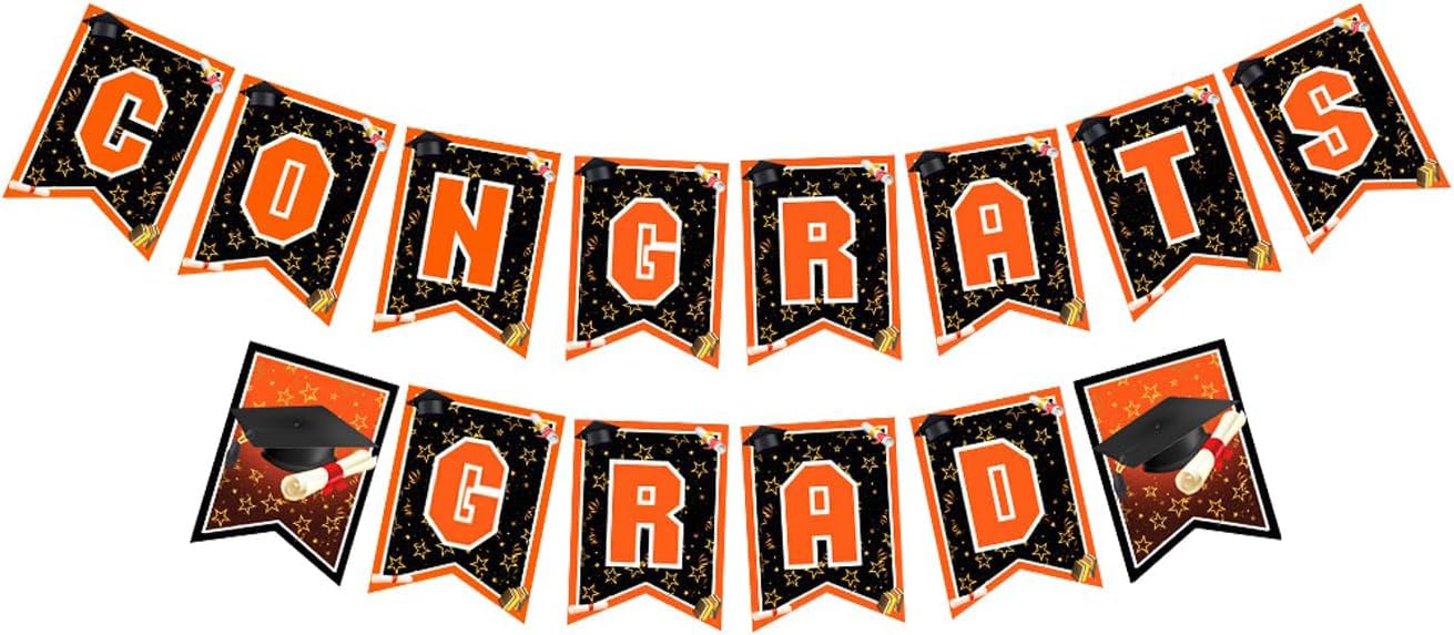 Amazon.com: HappyField 2024 Graduation Banners Party Decorations Orange ...