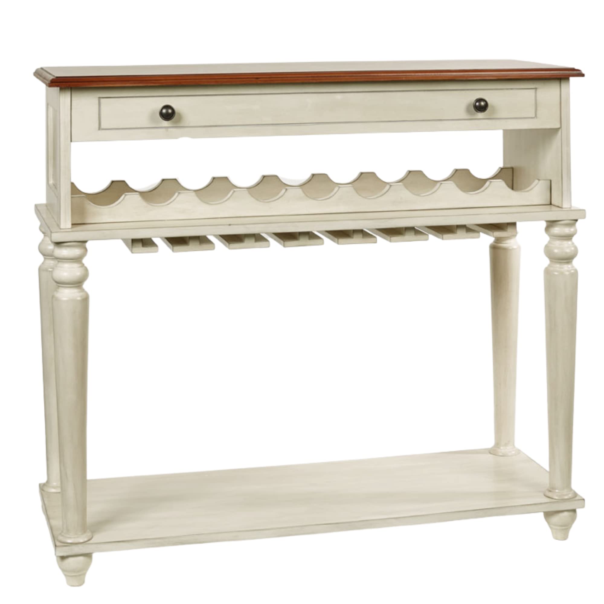 Amazon.com: Touch of Class Gainesville Wine Storage Table Ivory - Wood ...
