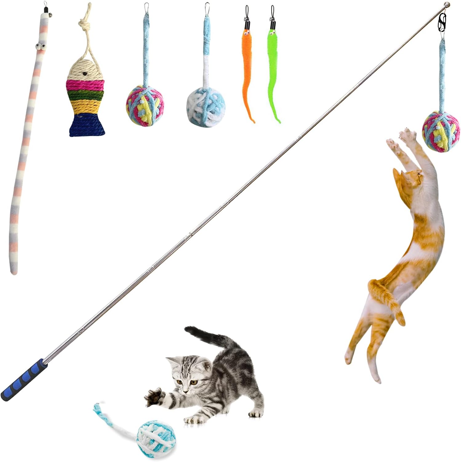 Amazon.com : Retractable Cat Wand, 7 Pack Super Long 55.1" Wand Toy ...