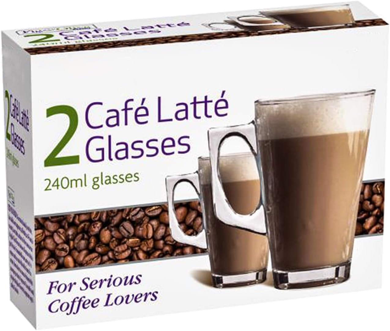 EVER RICH ® LATTE GLASS TEA COFFEE CUP MUG (Fits Tassimo & Dolce Gusto) (385ML X 4 & SPOONS ...