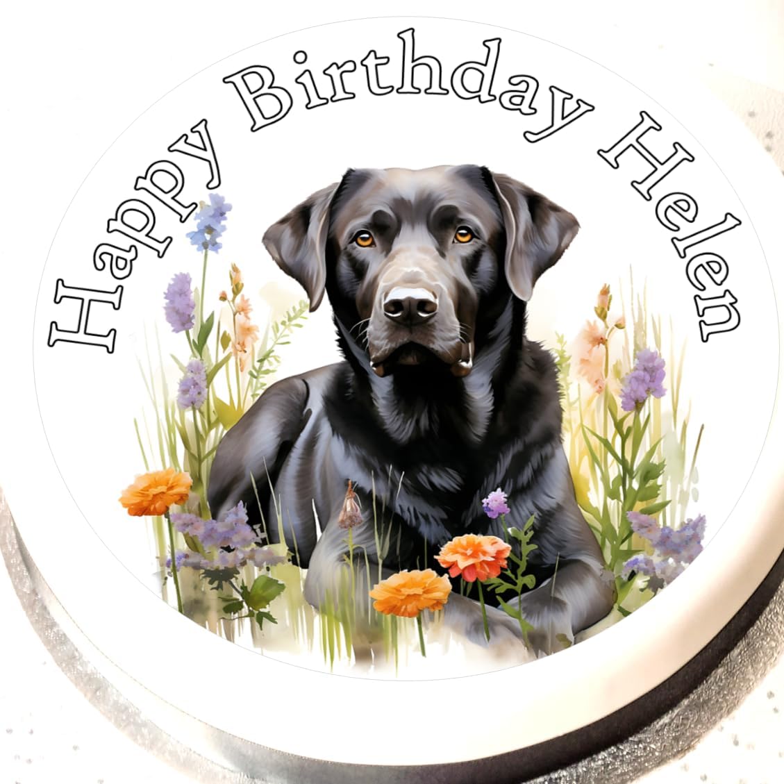 Personalised Labrador Cake Topper - Black Lab Dog Cake Decoration - Any ...