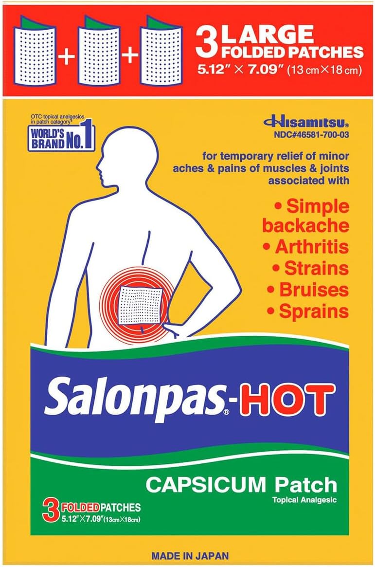 Amazon.com: Salonpas Pain Relieving HOT Capsicum Patch, 3 Count (12 ...