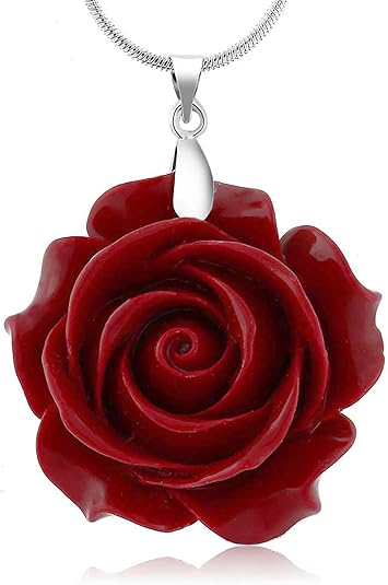 Amazon.com: Gem Stone King 35MM Red Simulated Coral Carved Rose Flower ...