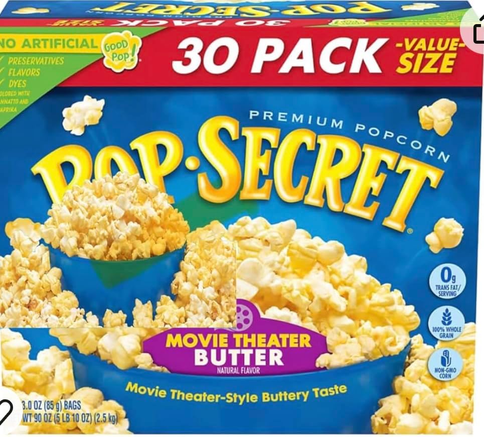 Amazon.com: Pop-Secret Movie Theater Butter Flavor Microwave Popcorn ...