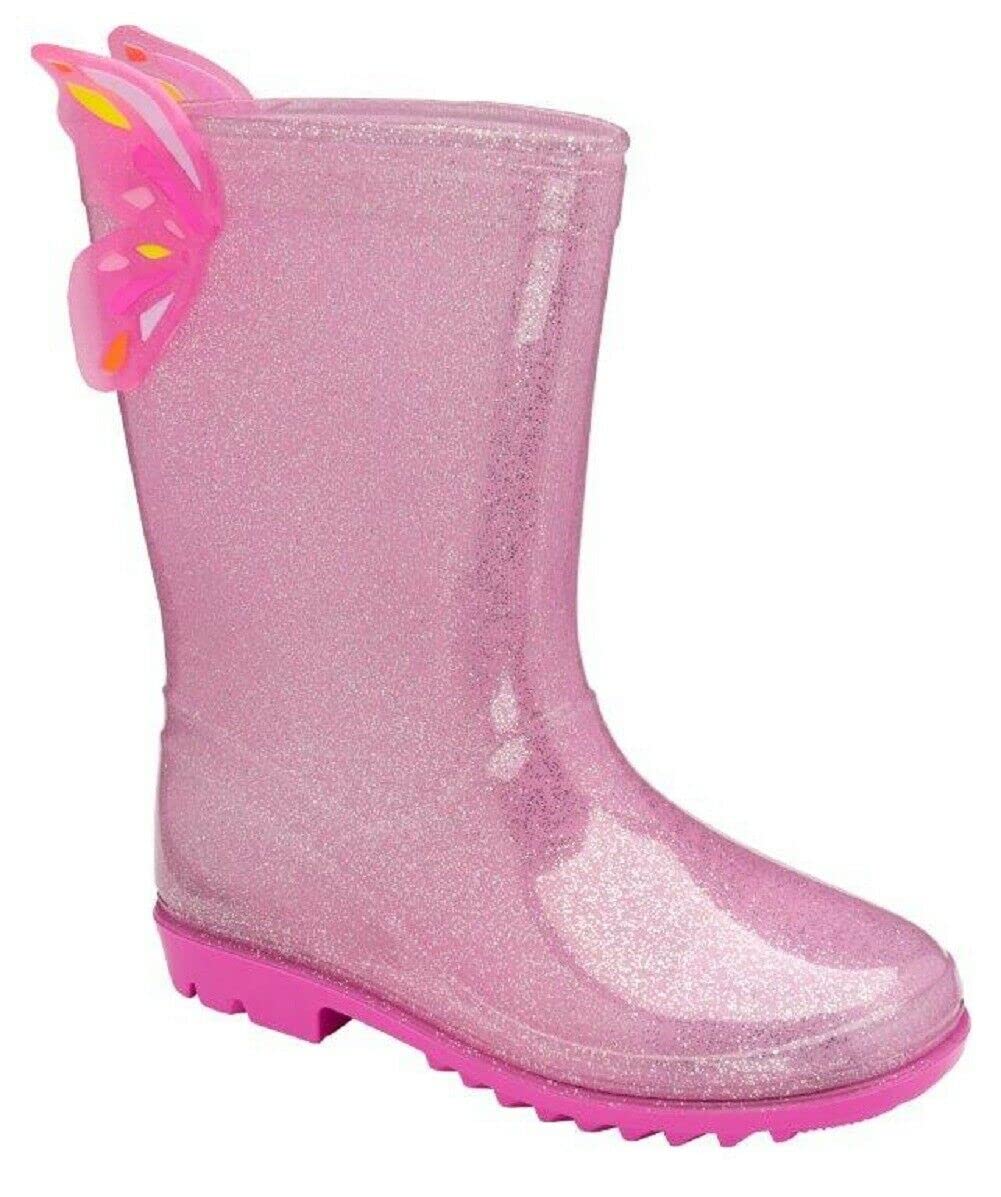 Buy DolcisGirls Childrens Wellies Kids Pink Glitter Butterfly Wings ...