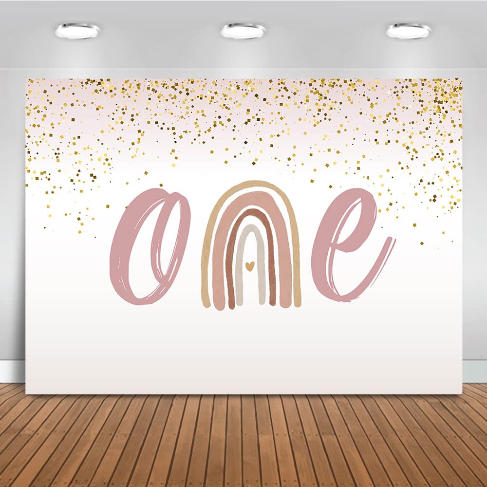 Buy Moca Boho Rainbow First Birthday Backdrop Modern Rainbow Birthday ...