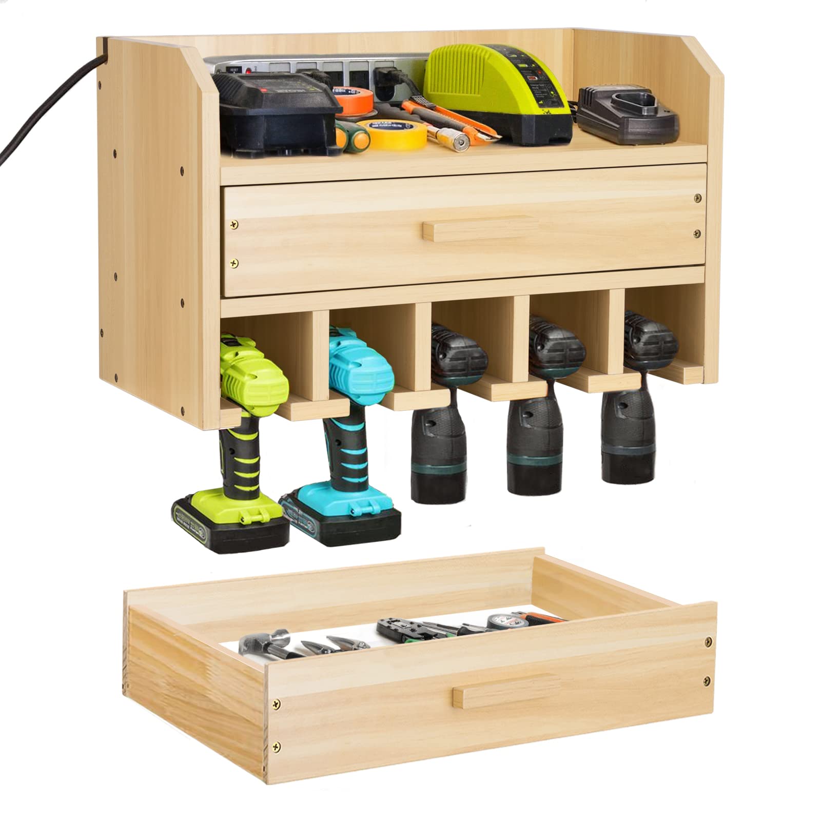 Buy Power Tool Organizer, Upgraded Wall Cordless Drill Charging Station ...